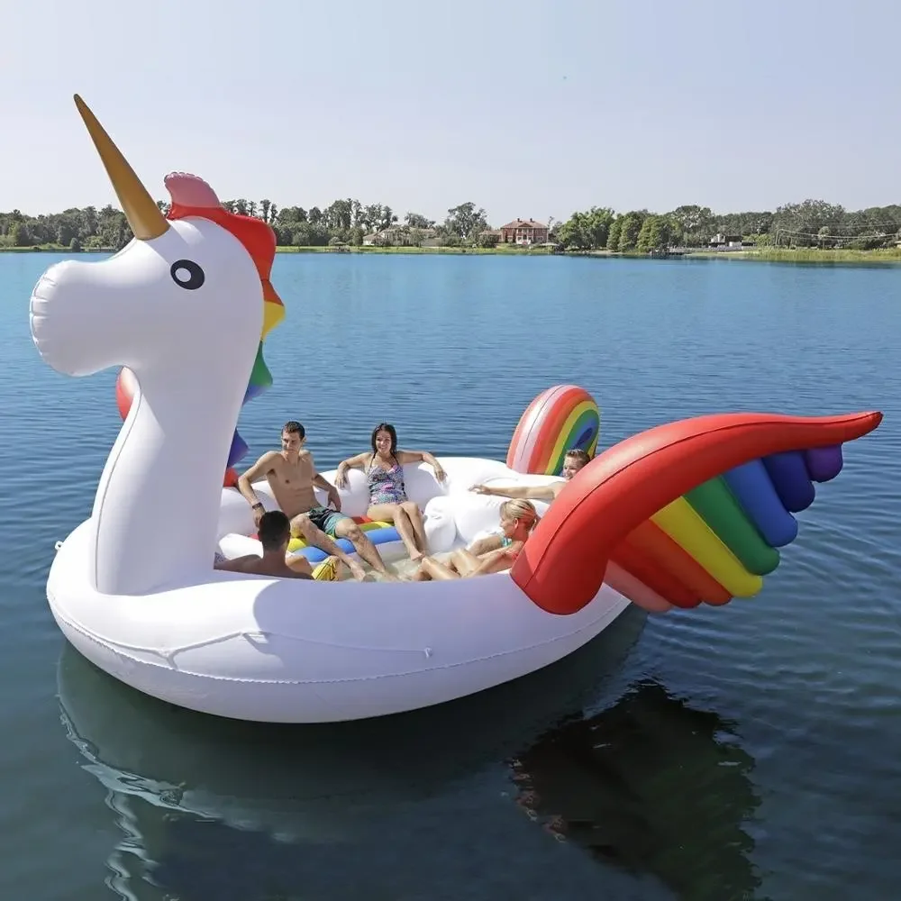 Huge 6-Person Unicorn Inflatable Floating Island Large Pool or Beach ...