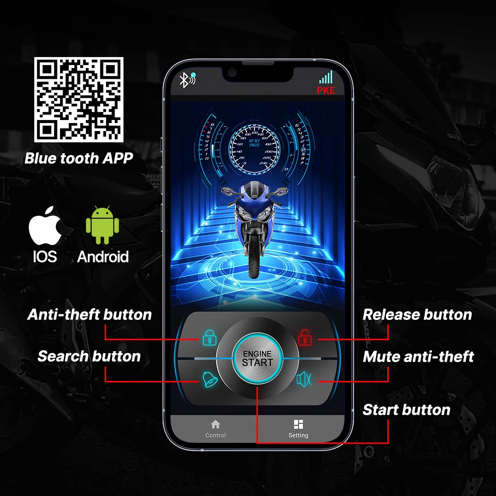 Universal Adjustable One Way Smart Motorcycle Alarm System