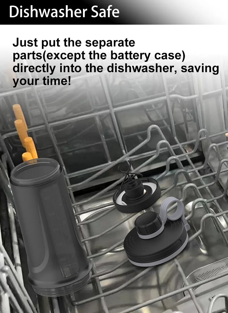 USB Detachable Bottom Gym Shaker Bottle - Dishwasher Safe