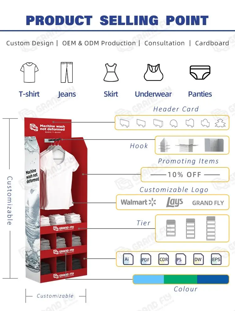Temporary Display Stand for T-Shirts - Cardboard Floor Rack for ...
