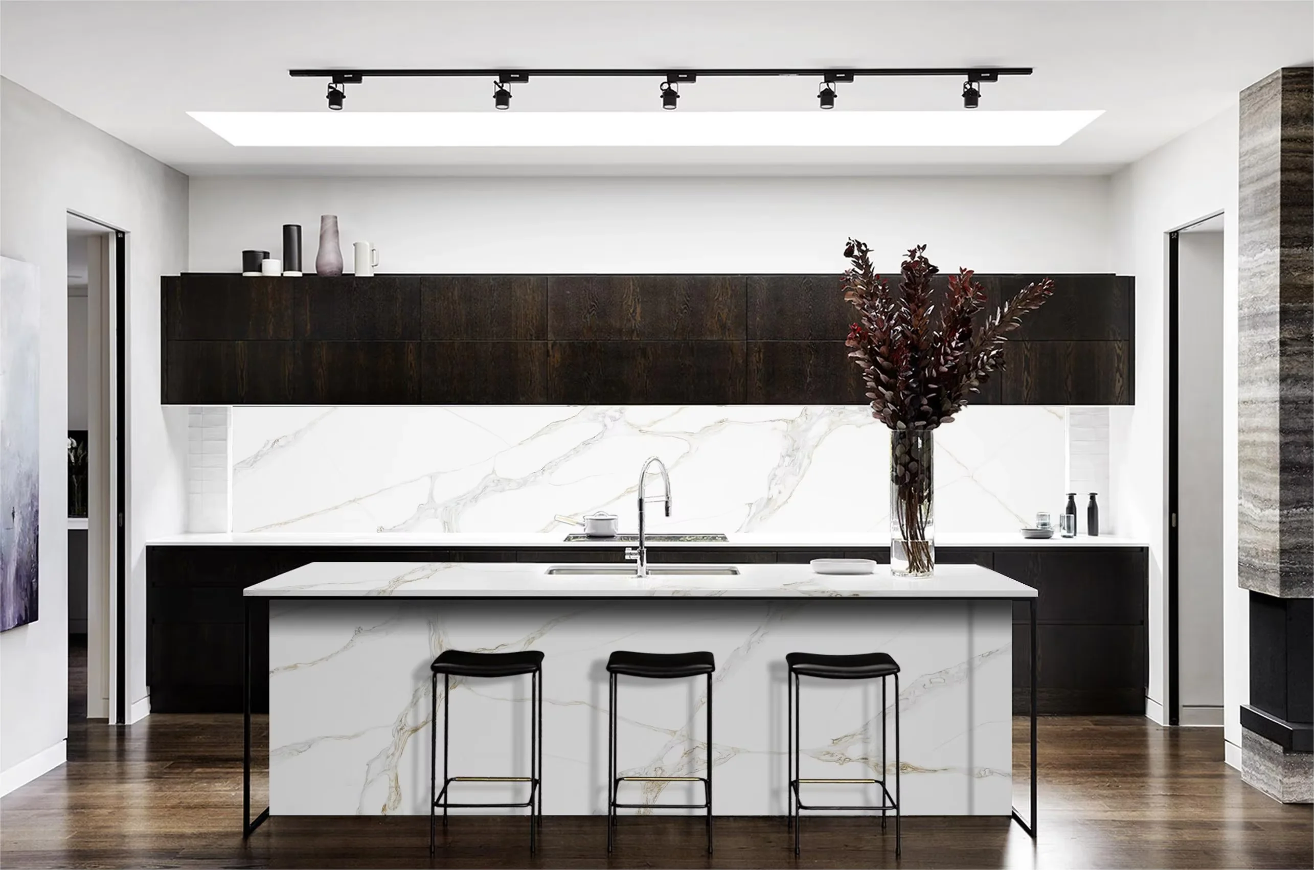 Calacatta Series Prefab Kitchen Island Artificial Engineered Cut Size ...