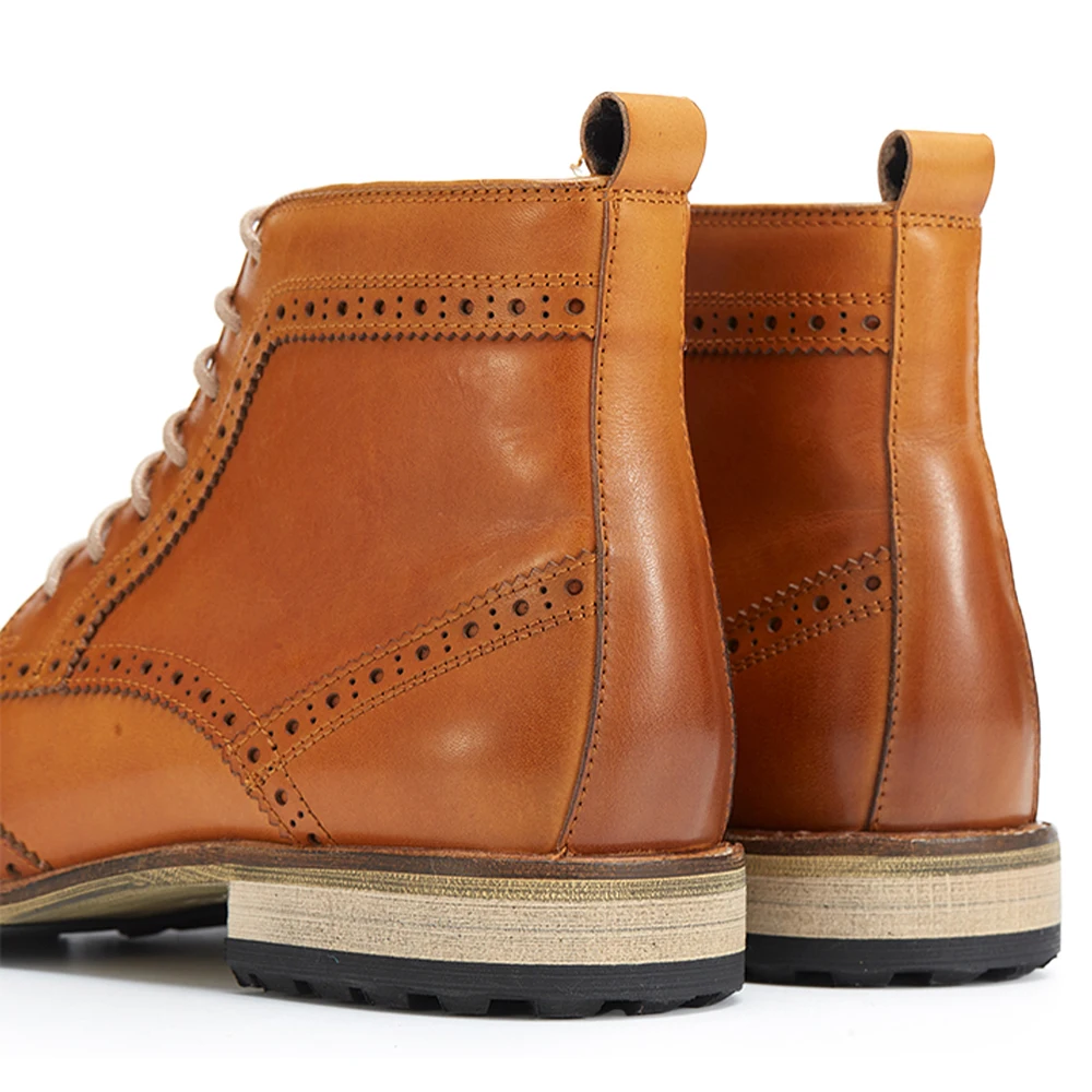 New Fashion Brogue Genuine Leather Shoes Lace Up Casual Boots For Men ...