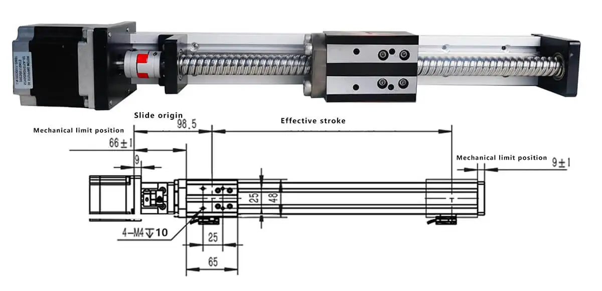 High Precision Linear Actuator Rail Guide with Stepper Motor