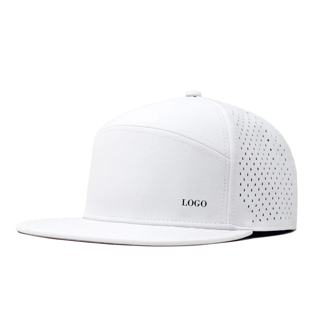 Custom PVC Rubber Patch Men White 6 Panels Flat Brim Golf Snapback Hat ...