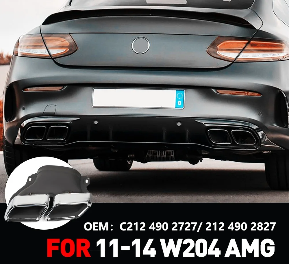 1 Pair Stainless Steel Double Tube Exhaust Pipe For 2014-2016 Benz W212 ...