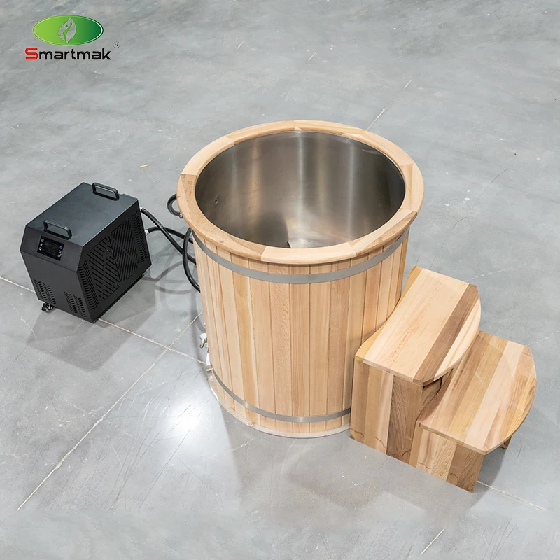 Smartmak Wooden Ice Bath Fitness Recovery Ice Pool Cold Plunge Tub With ...