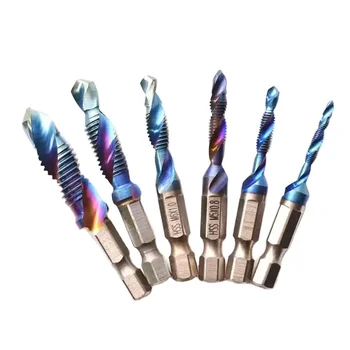 6pcs Short Hss 4241 Blue Metric Hex M3-m10 Composite/combination Screw Thread Machine Screw Tap ...