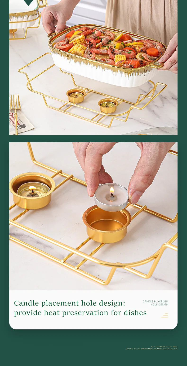 Catering Equipment Buffet Heating Pots Food Warmer Ceramic Gold Chafing ...