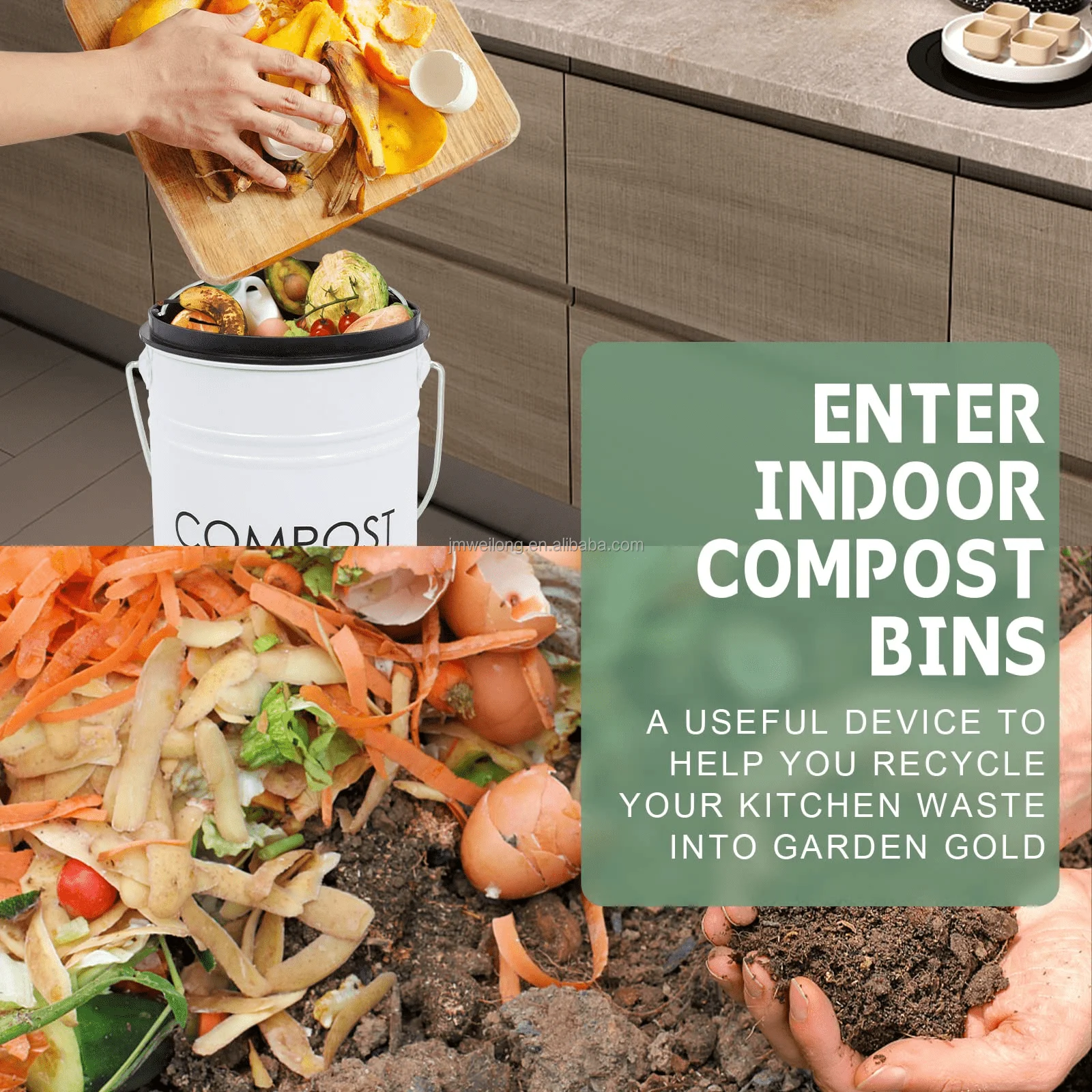 1.0 Gallon Indoor Kitchen Composting Bins - Buy Composting Bins,Waste ...