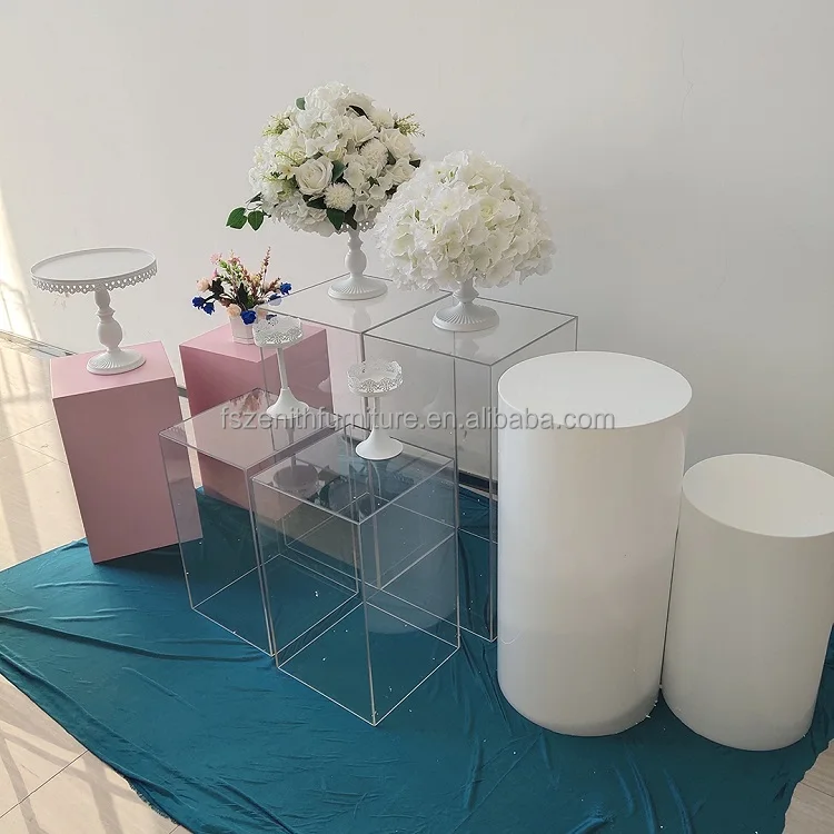 Wedding Decoration White Pvc Round Cake Display Plinth Set Ripple ...