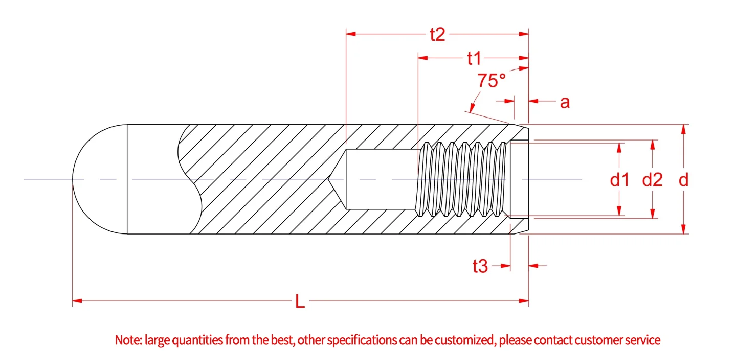 Stainless Steel Machining Round Cylindercial Dowel Pins Internal Thread ...