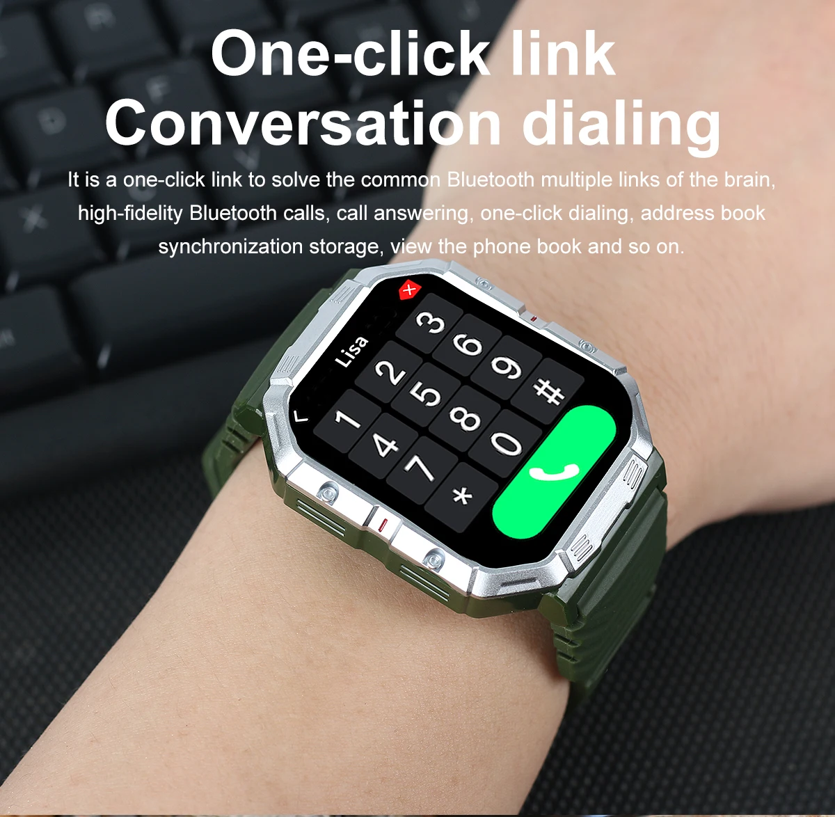 Hd Large Screen Outdoor Rugged Fitness Tracker Smartwatch Ip68 Waterproof Bluetooth Calling ...