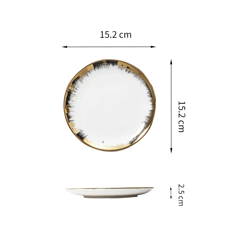 Luxury Gold Ceramic Dinnerware Dishes Plates 6" 8" 10" Gold Rim ...