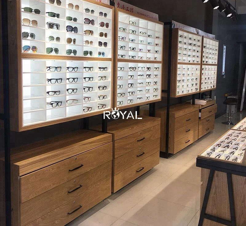 Optical Shop Interior Design Decoration Led Eyeglass Wall Display ...