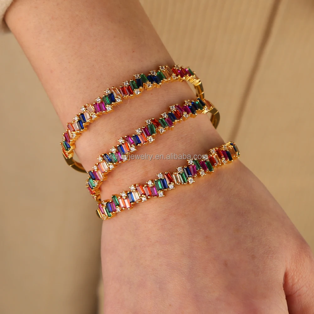 Rainbow Firework CZ Bracelet - Luxury Bangle for Women