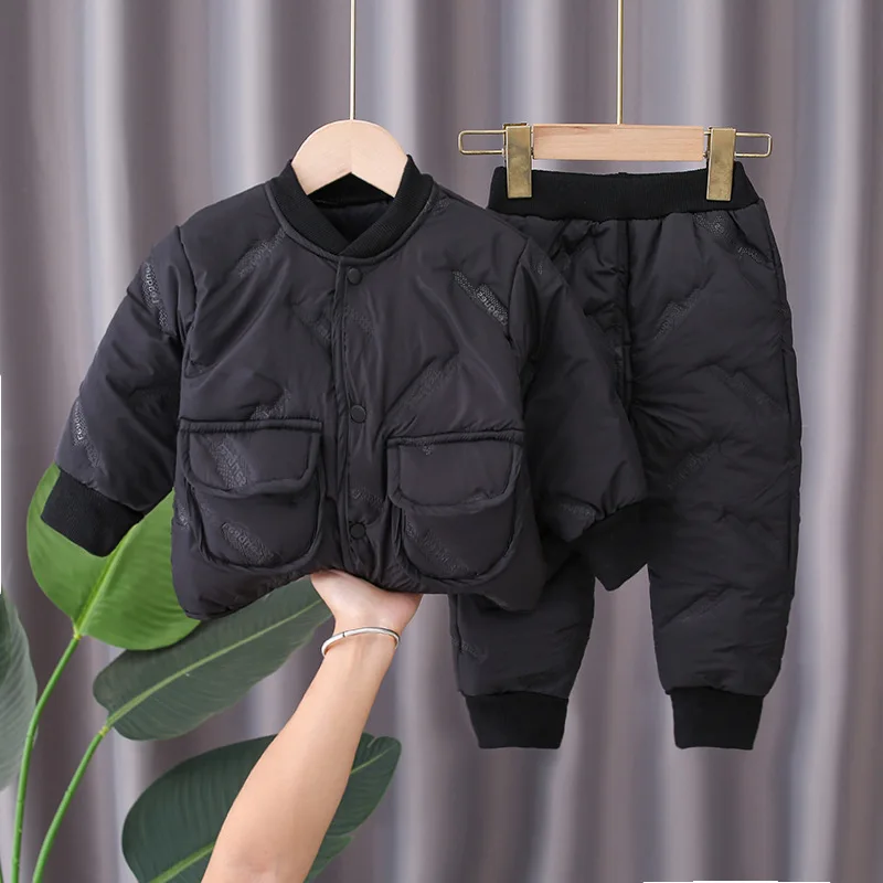 Children's Winter Clothes Set Thickened Quilted Jacket Trousers Two ...