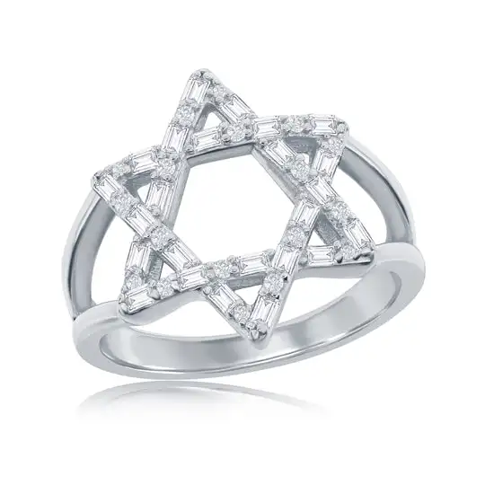Trendy Women's Jewelry - CZ Star of David Ring 14K Gold Plated