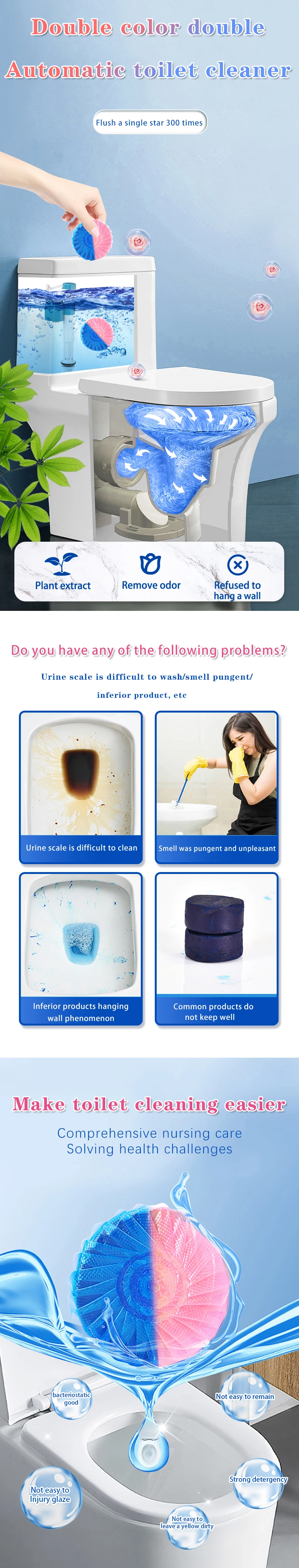 Single Flush 90 Days Rose Flower Fragrance Toilet Rim Block Cleaner ...