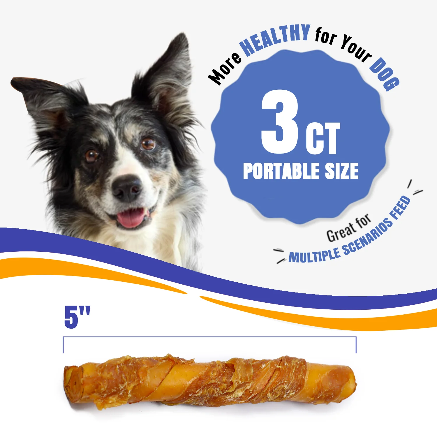 High Protein Easily Digestible Pet Food Treats 5" Porkhide Twist ...