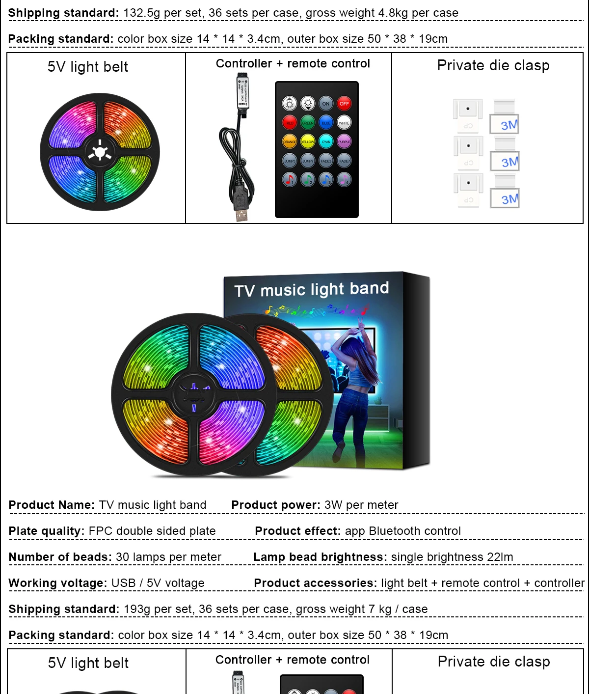 Remote Control Smd 5050 Rgb 5v Usb Full Kit 2m 3m 4m 5m 30d/m Flexible ...