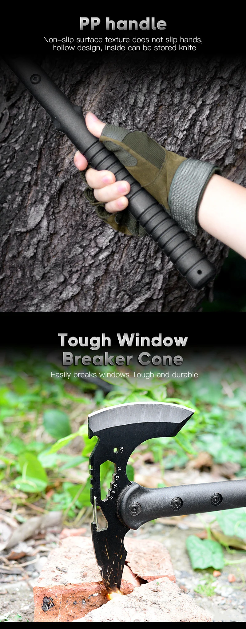 Multi-Functional Camping Tactical Axe for Survival, Wood Chopping, and ...