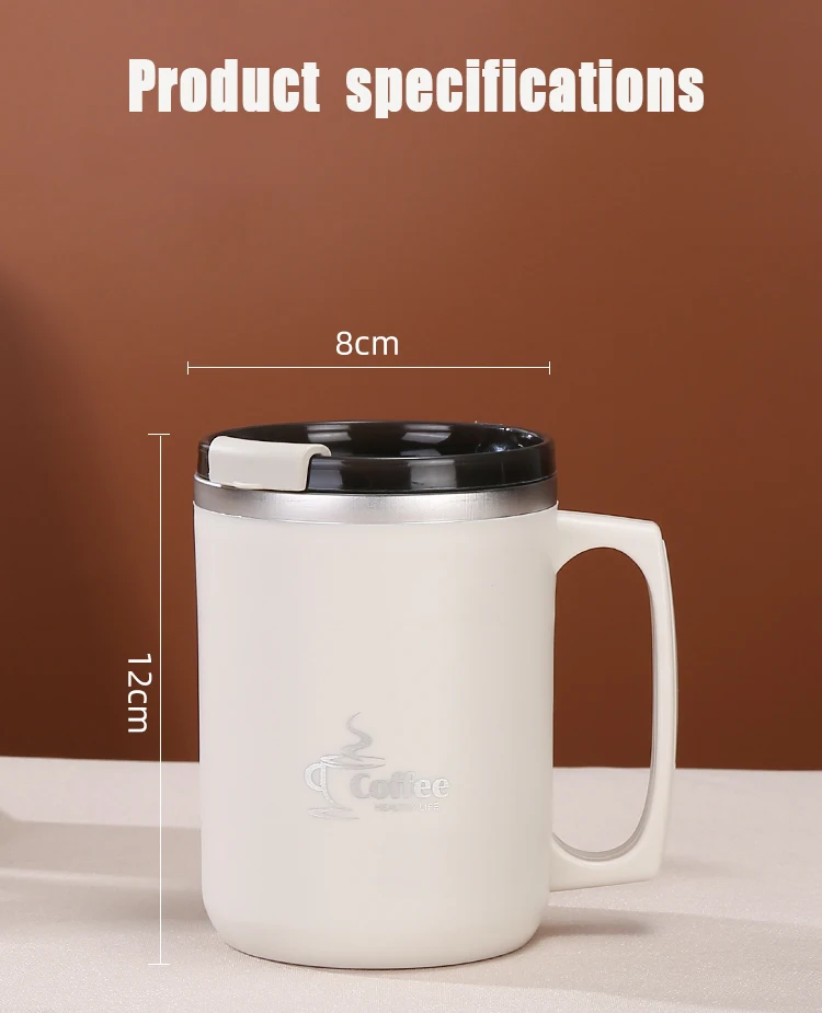 Wholesale 430ml 304 Stainless Steel Double Wall Thermo Coffee Mug Travel Cup with Handle Custom ...