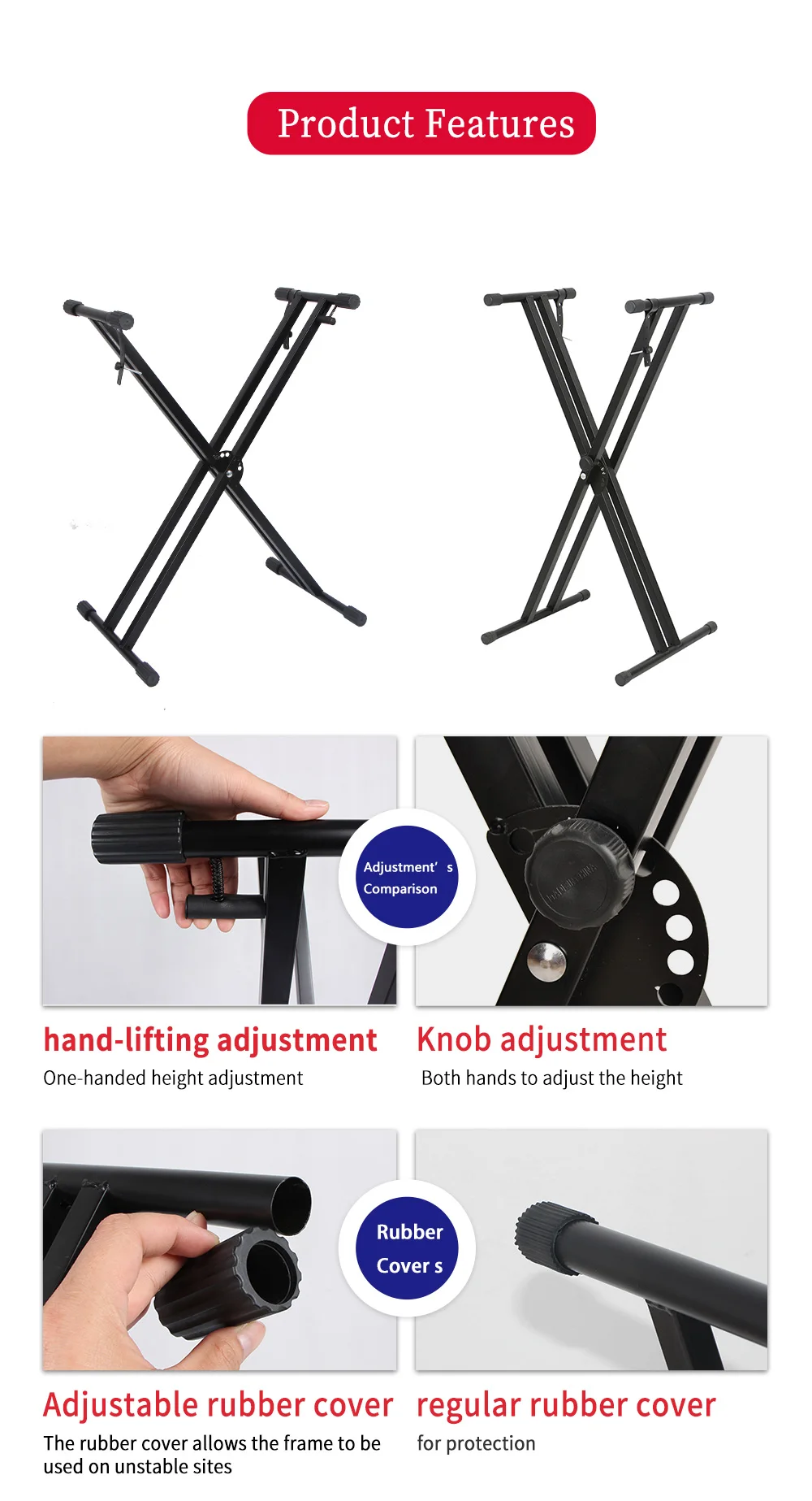 Hebikuo Q-2xb-1 Folding Keyboard Piano Stand Double X 54/61keys Iron ...