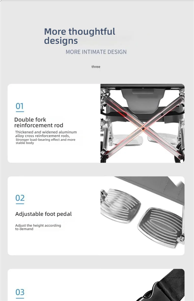 Solid Tire Manual Hospital Bed Wheelchair with Four-Brake and Stool ...