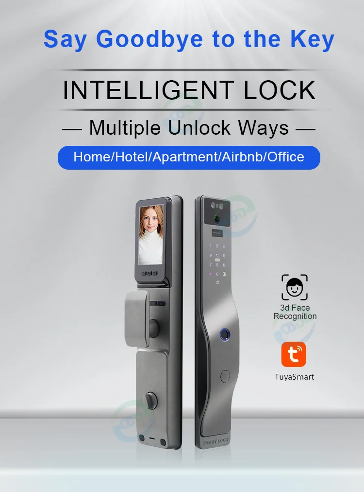 Tuya App Video Call Intercom Smart Camera Door Lock Biometric Fingerprint 3d Face Recognition ...