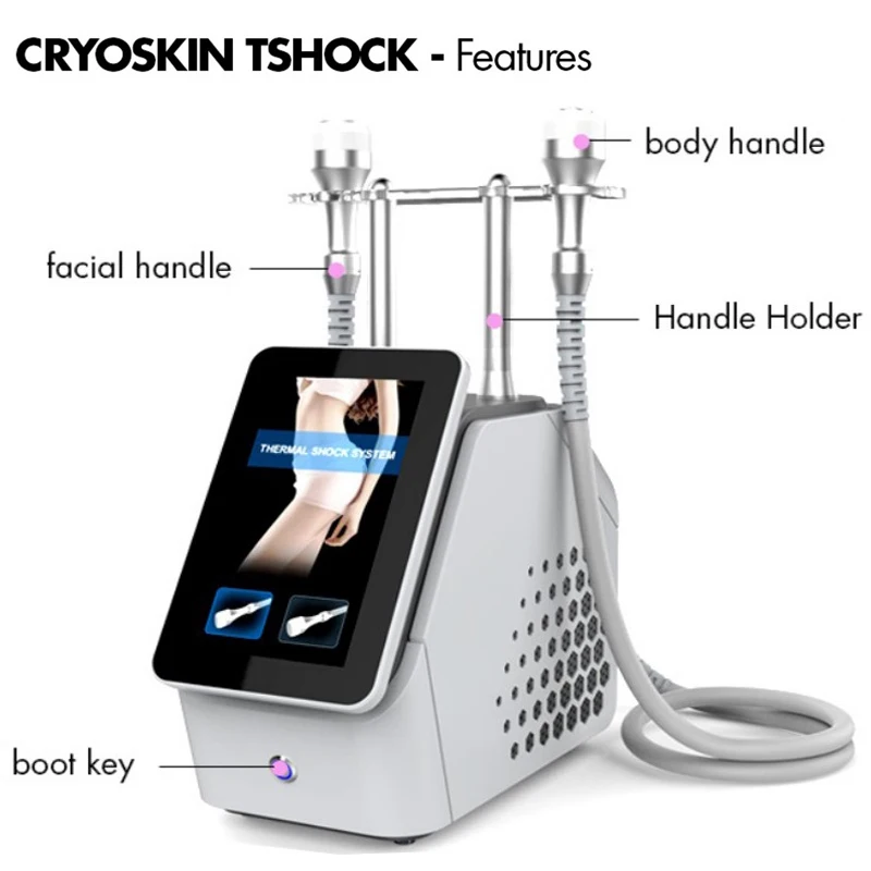 Portable 2 Handles Hot Cold Slimming T Shock Toning Machine