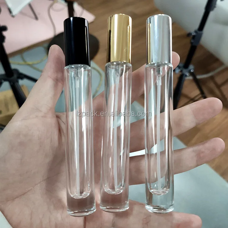 Stock Round Gold Silver Black Top Spray Transparent 10 ml Perfume Bottle Custom Private Label ...