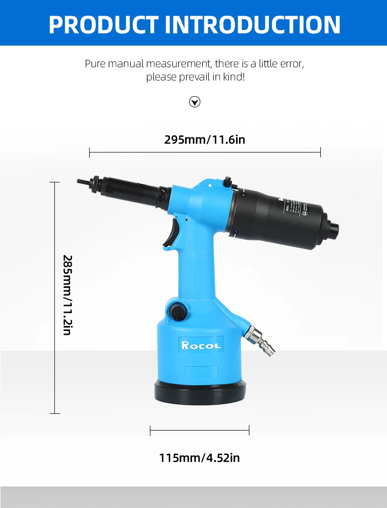 Rl-5312 Pneumatic Rivet Nut Gun M3-m12 Easy Operation Riveting Tool Efficient Pull Force Air ...