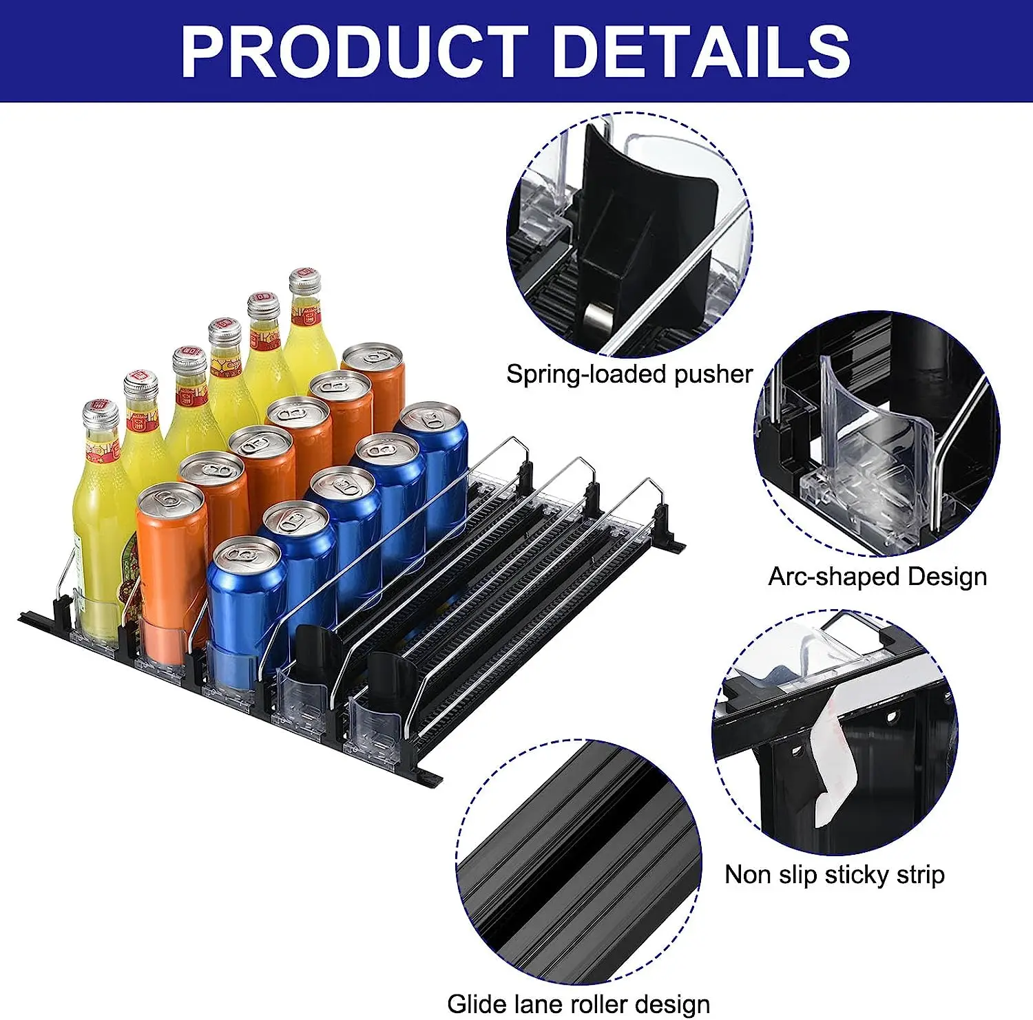 Hot Spring Loaded Fridge Beverage Shelf Pusher Glide Width-adjustable ...