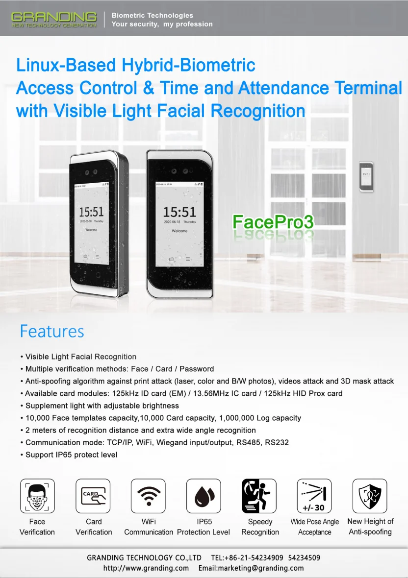 Biometric Scanner Product Employee Attendance Device Face-To-Face ...