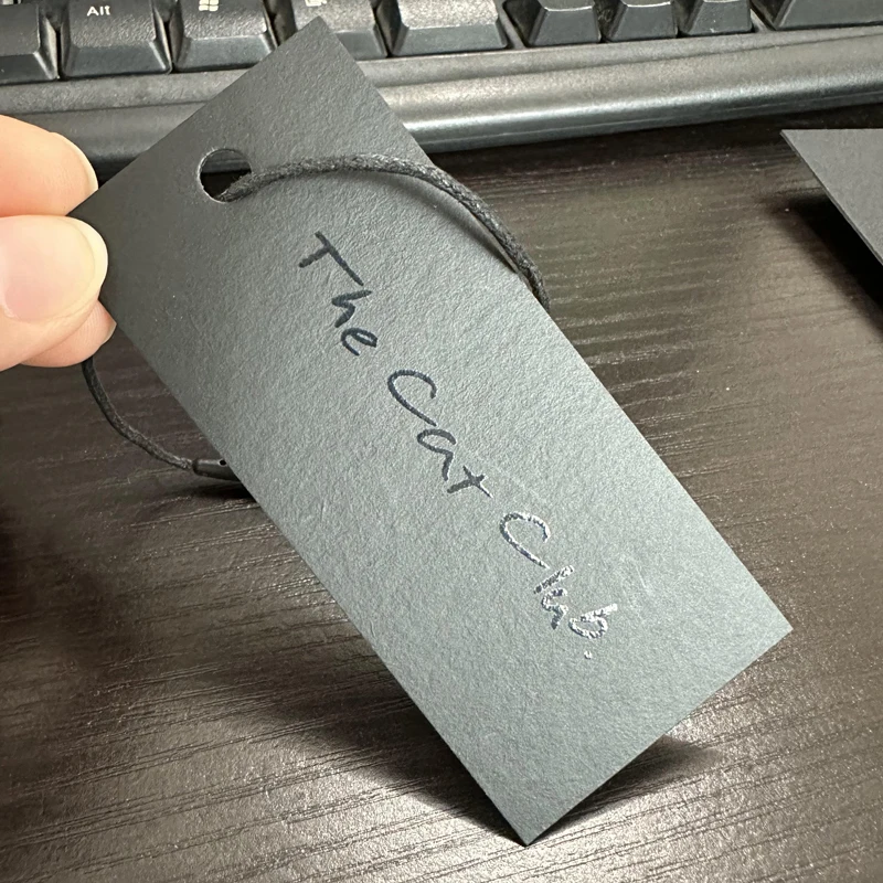 Thick Black Cardboard Embossed Swing Tag Clothing Garment Tags for Clothes