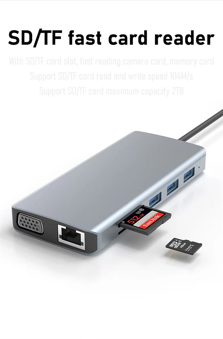 12-in-1 Docking Station Rj45 1000mbps Ethernet Hub Usb 2 Hdtv Vga ...