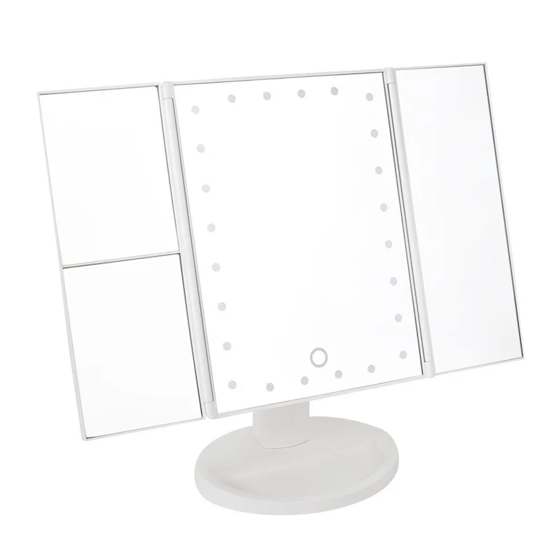 Portable Touch Control Triple Stack Vanity Mirror With LED Lamp ...