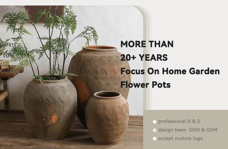 European Style Home Garden Vintage Planter Fiber Clay Pot Outdoor Floor ...