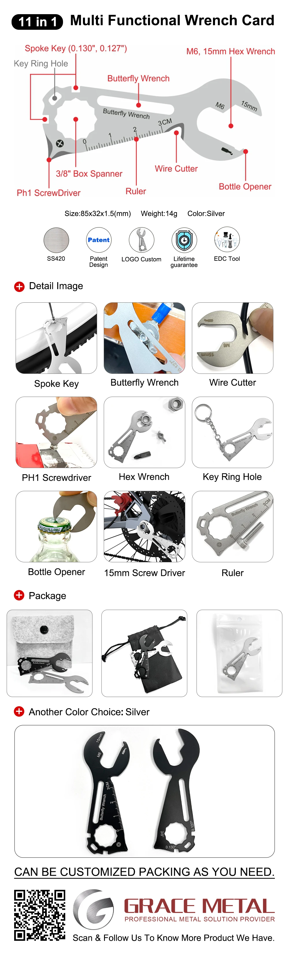 Innovations Herramienta Multi Function Hex Multitool Wrench Card Muli ...