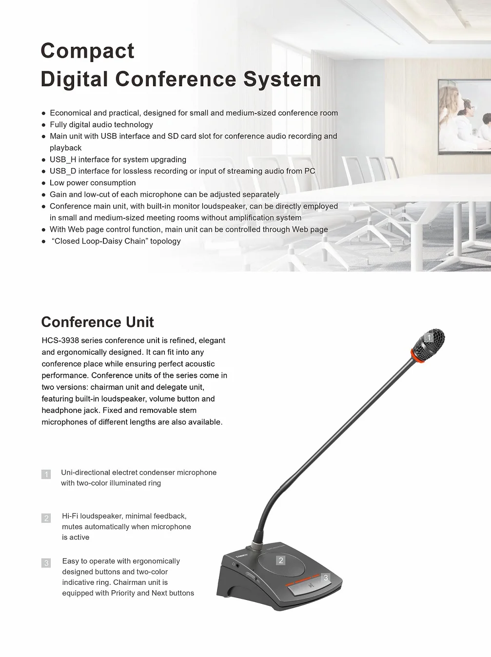 TAIDEN Compact Digital Conference System Main Unit - HCS-3900MA/20