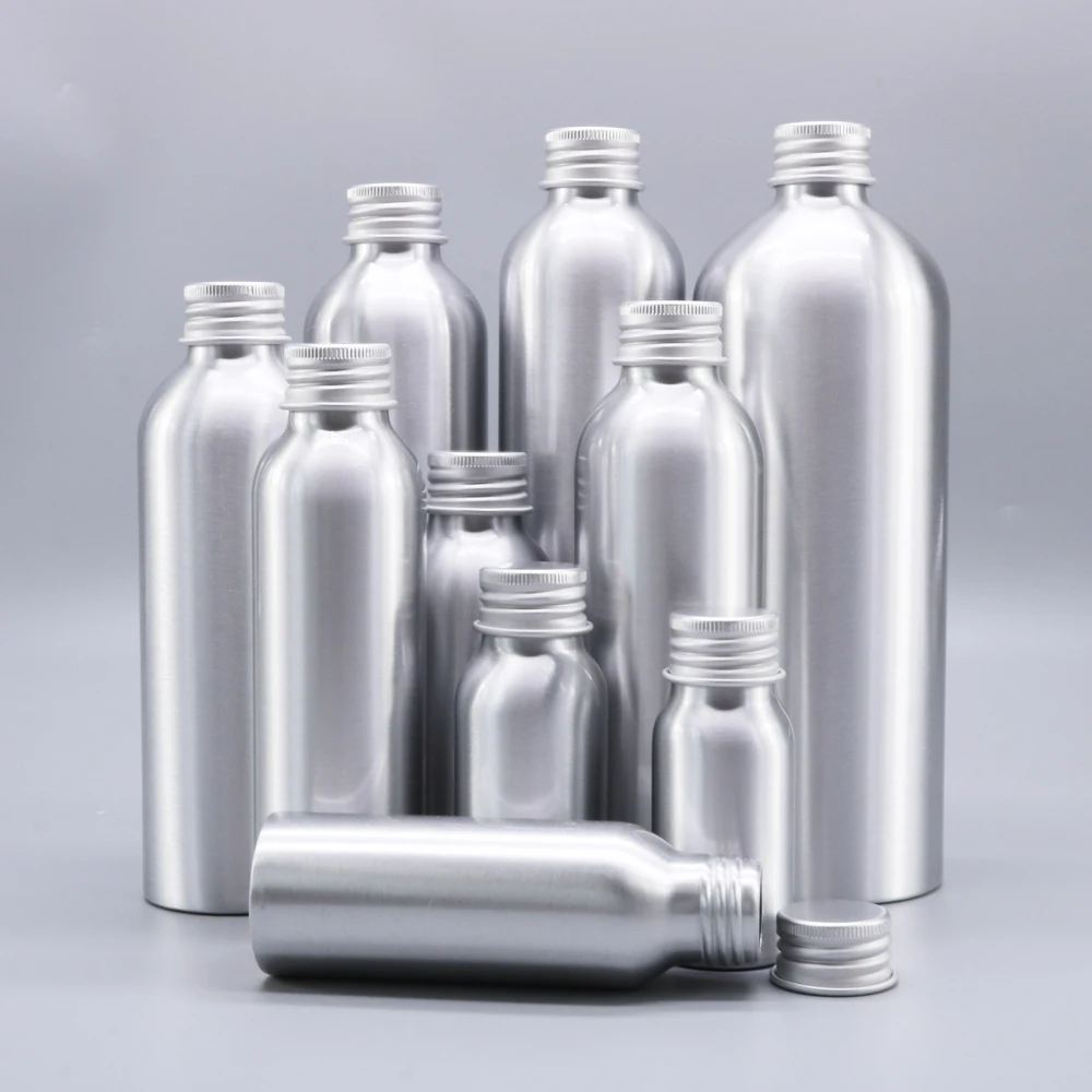 Aluminium Bottles with Silver Metal Cap - Durable & Versatile