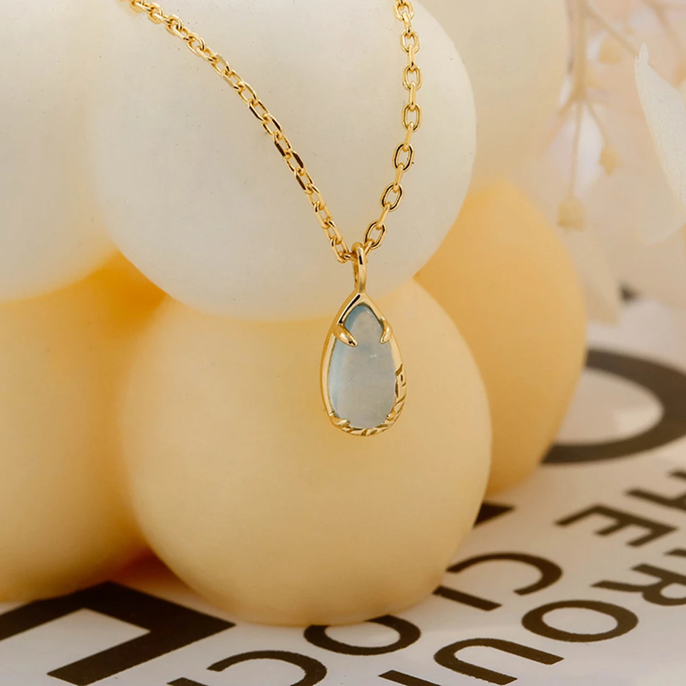 925 Sterling Silver 14K Gold Plated Gemstone Tears Water Drops ...