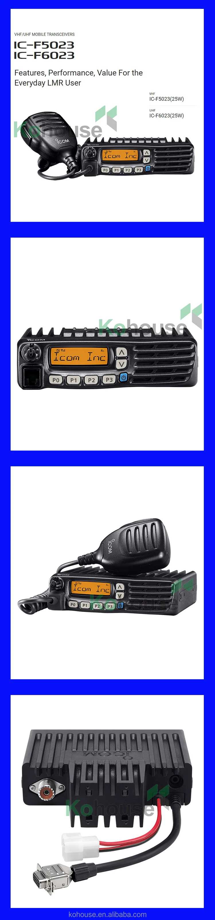 Uhf VHF Two-way Walkie-talkie IC-F6023 Mobile Radio for ICOM Car Radio ...