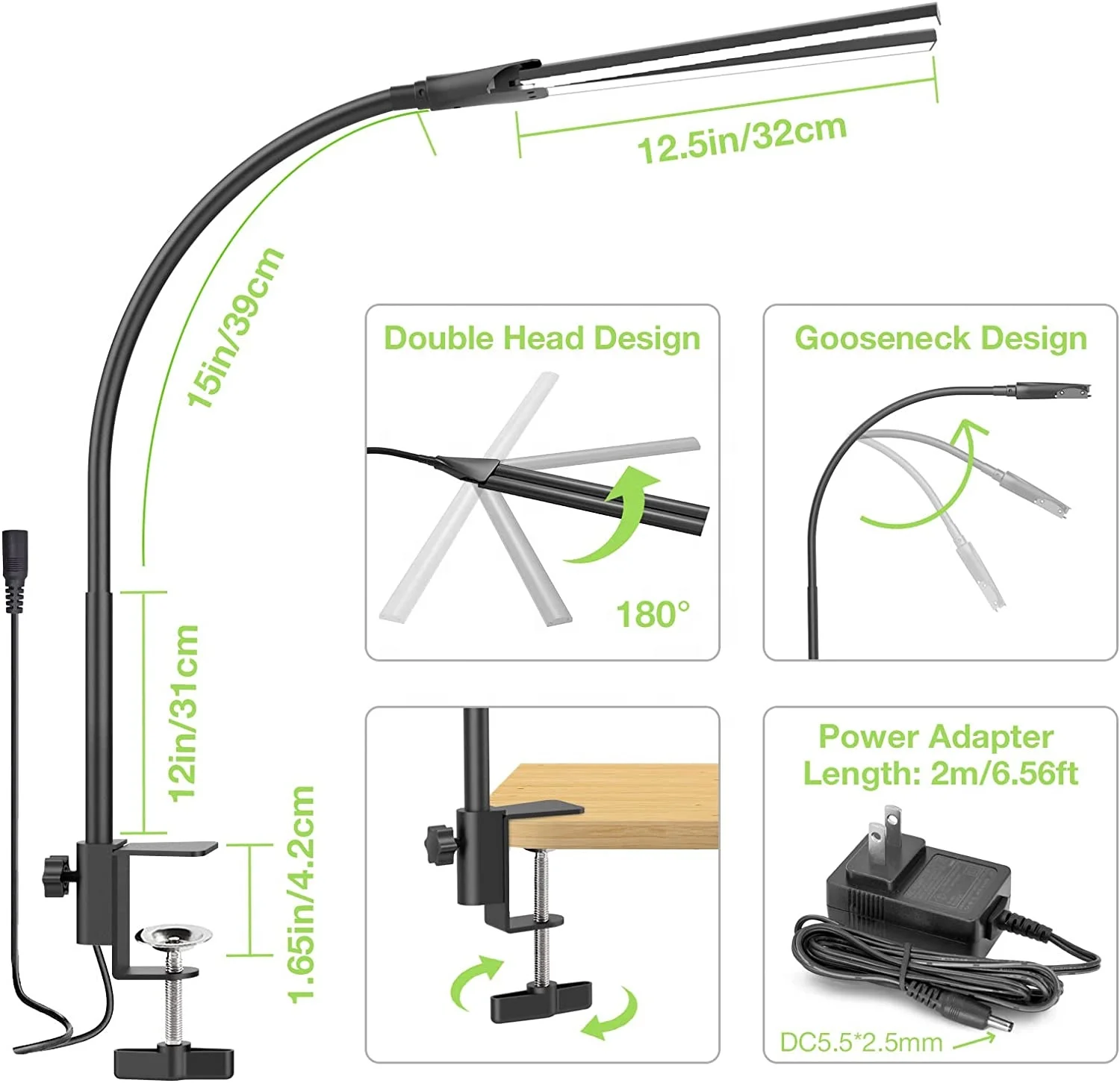 Adjustable Swing Arm Table Light Foldable Led Table Lamp Brightest ...