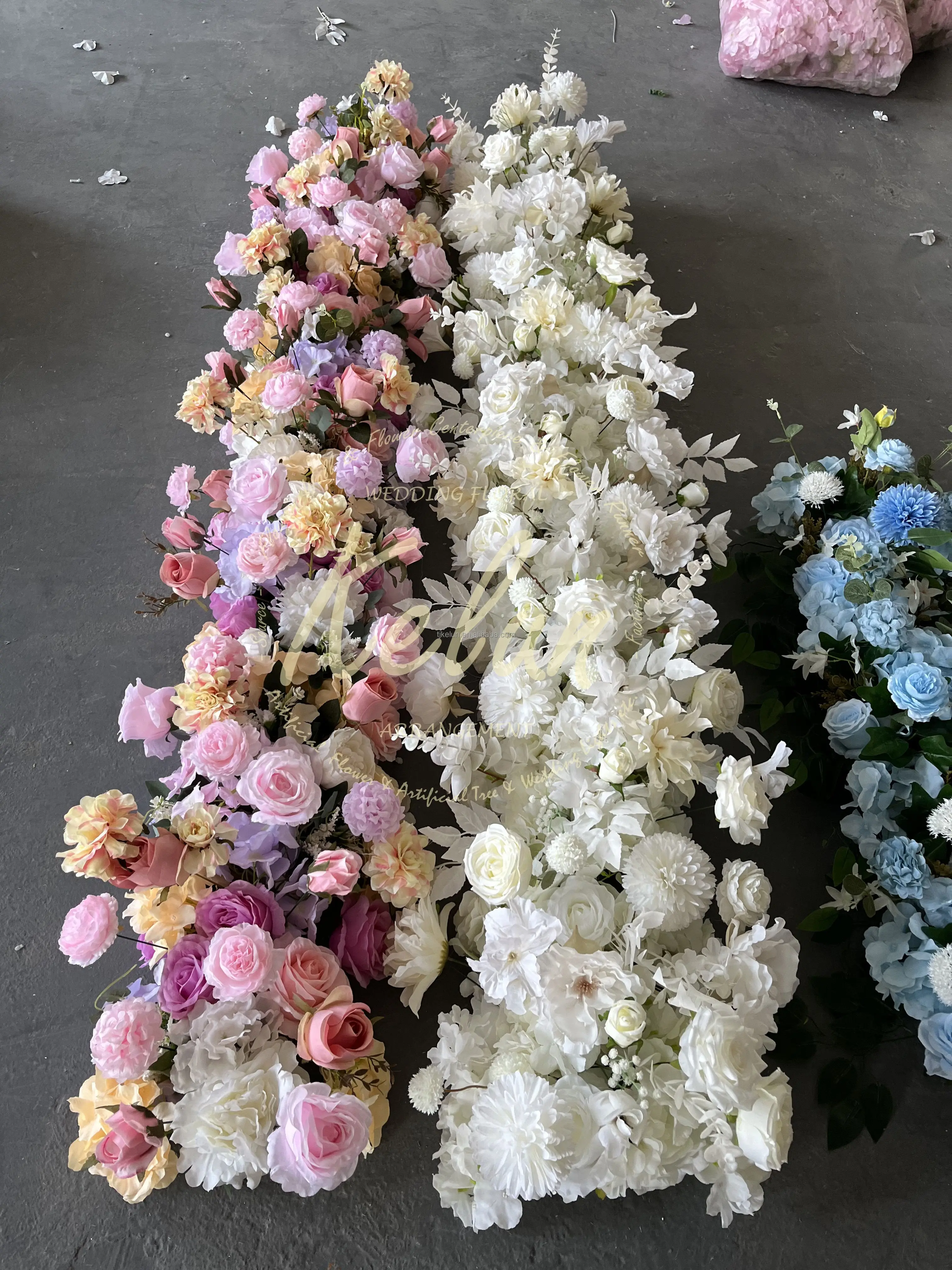 KE-FR008 Wholesale Artificial Pink Flower Runner for Events