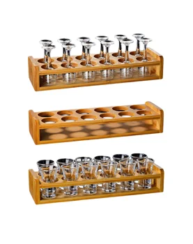 Countertop Solid Bamboo Glasses Display Rack Shot Glasses Drink Holder ...