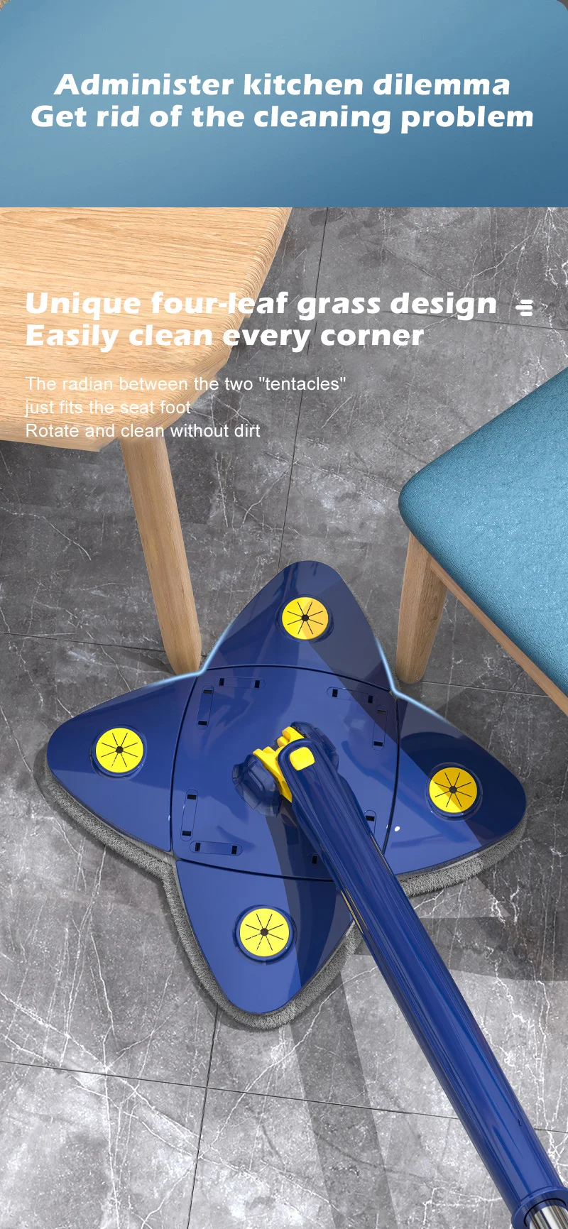 Four Corner Squeeze Water Mop Long Handle 360 Rotatable Cleaning Mop ...