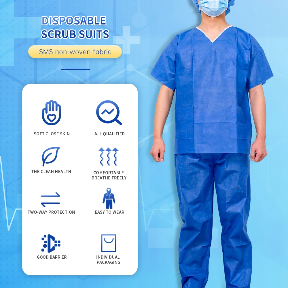 Disposable Hospital Scrub Suits - Adult Patient Gowns