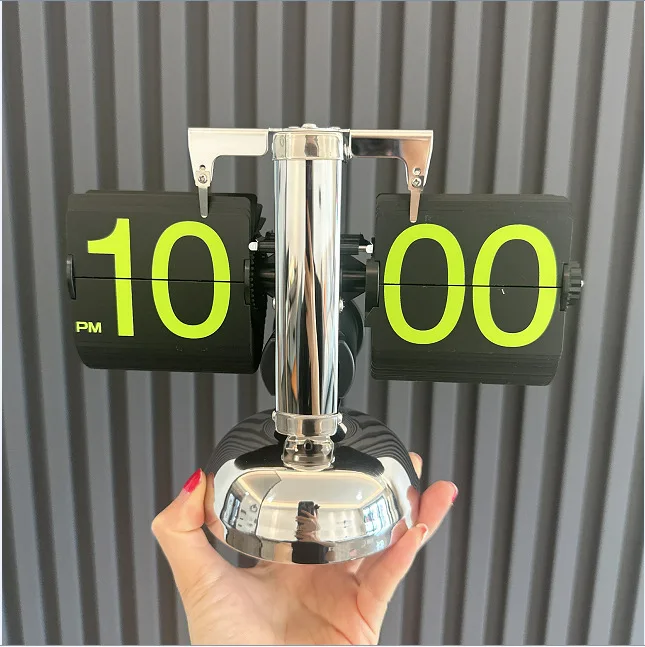 Hot Sale Table Living Room Modern Art Metal Clock Flip Flap Clock ...
