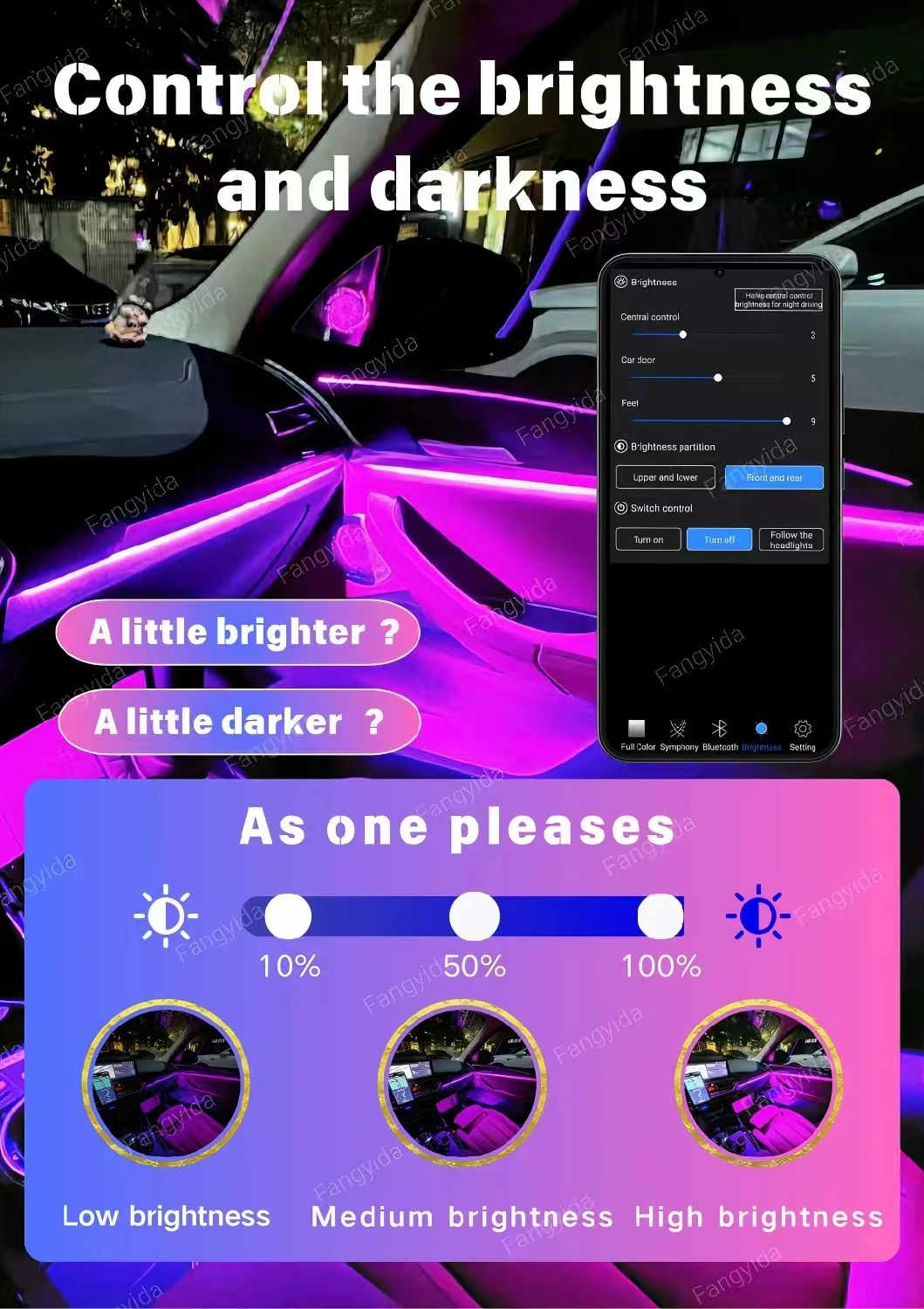 LED Strips for Car Mood Lighting Phantom Color Active Interior for ...